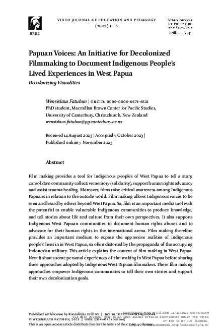 (PDF) Papuan Voices: An Initiative for Decolonized Filmmaking to ...