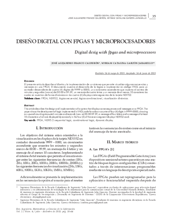 (PDF) DISEÑO DIGITAL CON FPGAS Y MICROPROCESADORES Digital desig with fpgas and microprocessors
