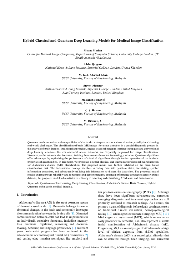 (PDF) Hybrid Classical and Quantum Deep Learning Models for Medical Image Classification