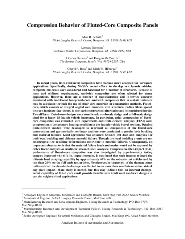 (PDF) Compression Response of Fluted-Core Composite Panels