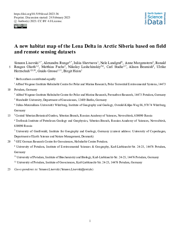 (PDF) A new habitat map of the Lena Delta in Arctic Siberia based on ...