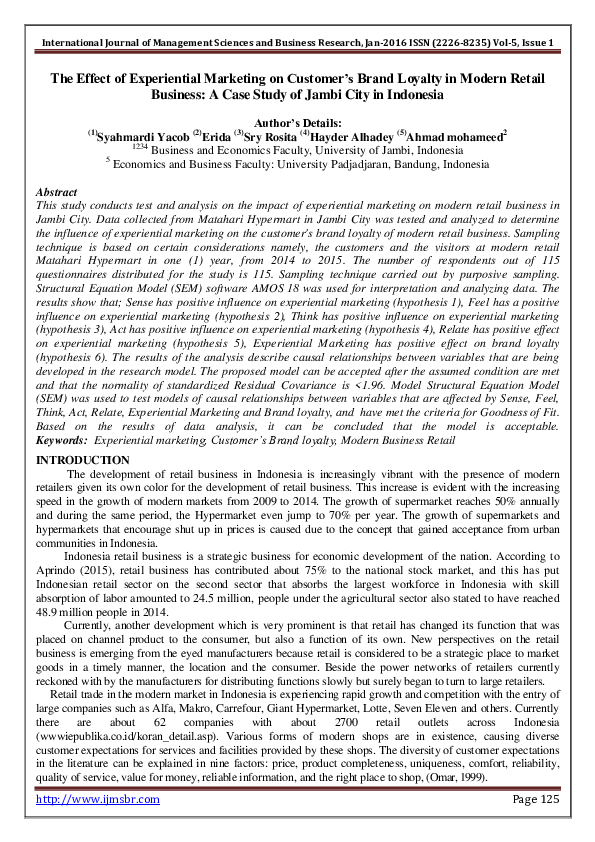 (PDF) The Effect of Experiential Marketing on Customer’s Brand Loyalty ...