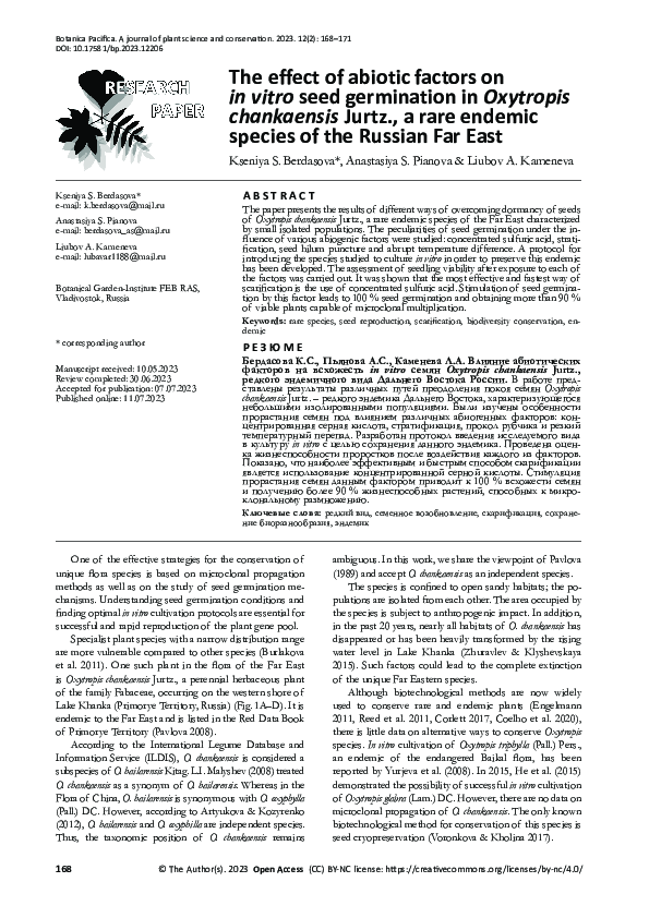 (PDF) The effect of abiotic factors on in vitro seed germination in ...