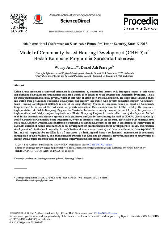 (PDF) Model of Community-based Housing Development (CBHD) of Bedah ...