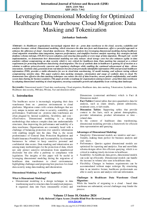 (PDF) Leveraging Dimensional Modeling for Optimized Healthcare Data ...