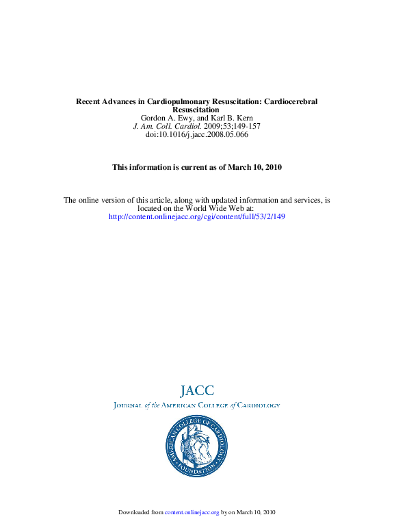 (PDF) Resuscitation Recent Advances in Cardiopulmonary Resuscitation ...