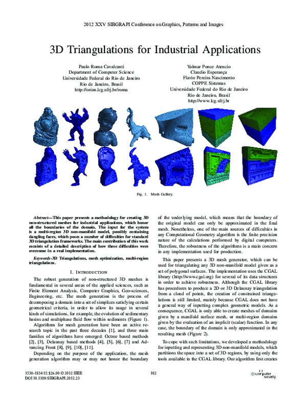 (PDF) 3D Triangulations for Industrial Applications