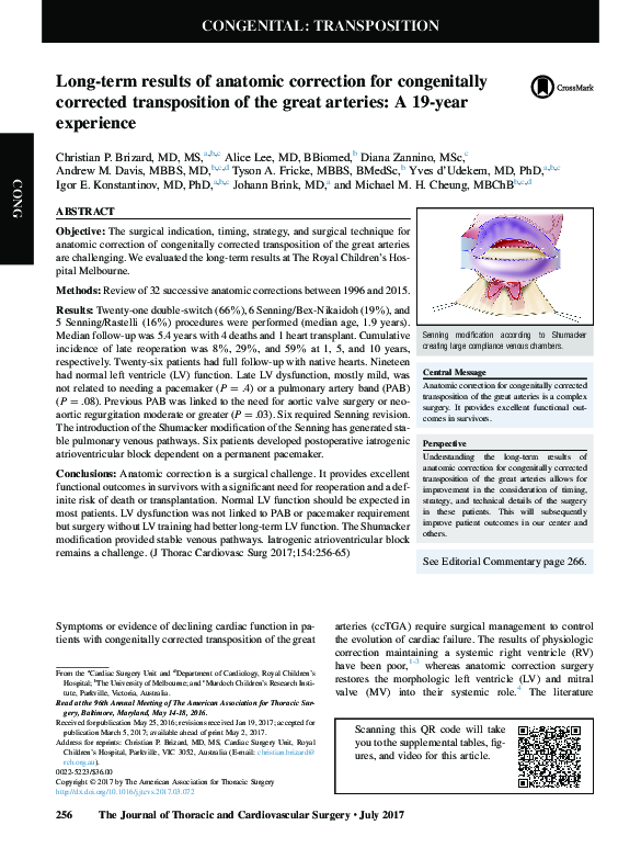 (PDF) Long-term results of anatomic correction for congenitally ...