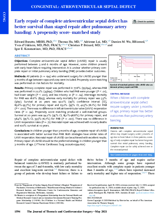 (PDF) Primary Repair vs. PAB for Atrioventricular Septal Defect ...