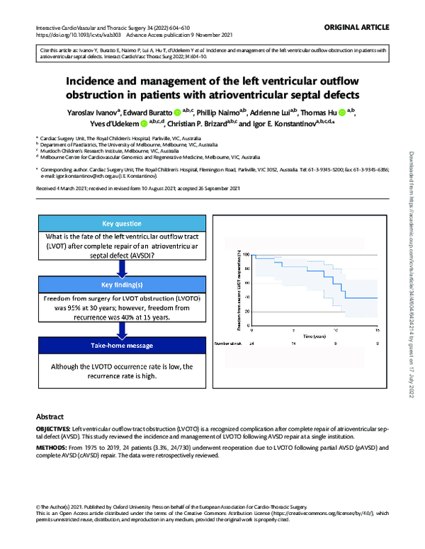 (PDF) Incidence and management of the left ventricular outflow ...