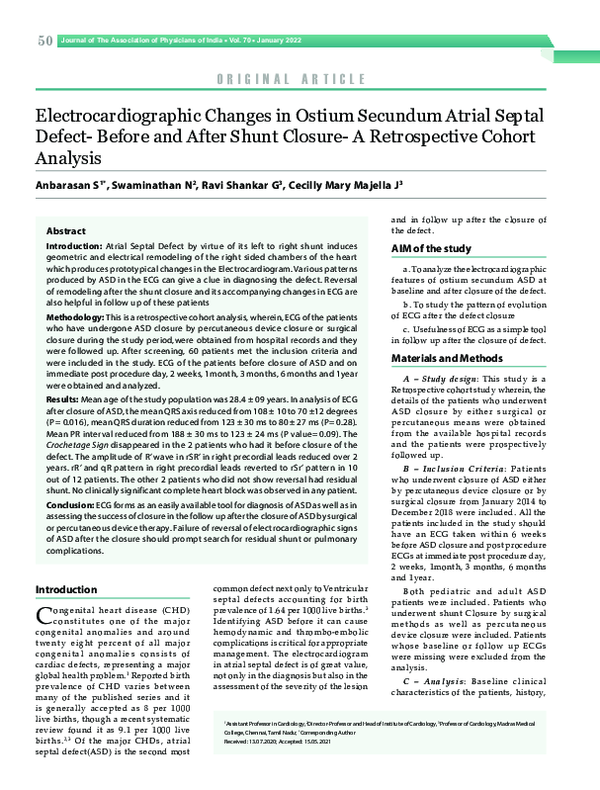 (PDF) Electrocardiographic Changes in Ostium Secundum Atrial Septal ...