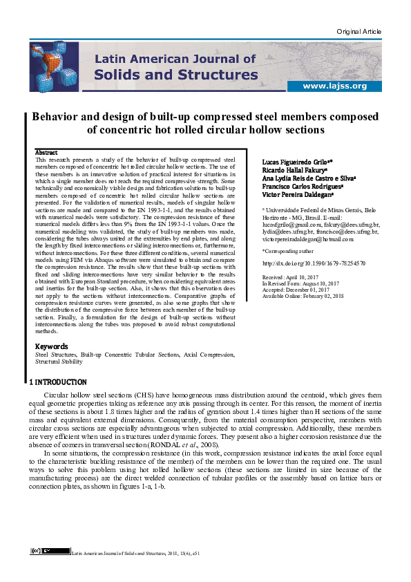 (PDF) Behavior and design of built-up compressed steel members composed ...
