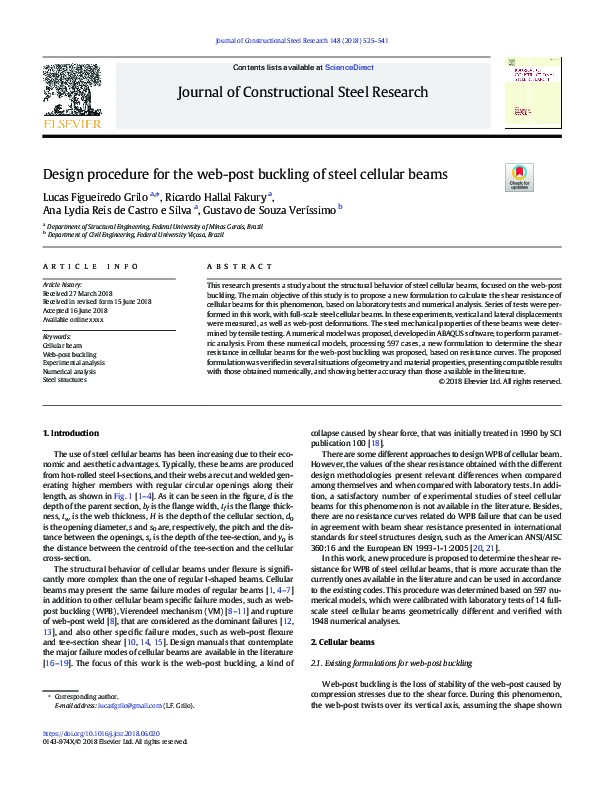 (PDF) Design procedure for the web-post buckling of steel cellular beams