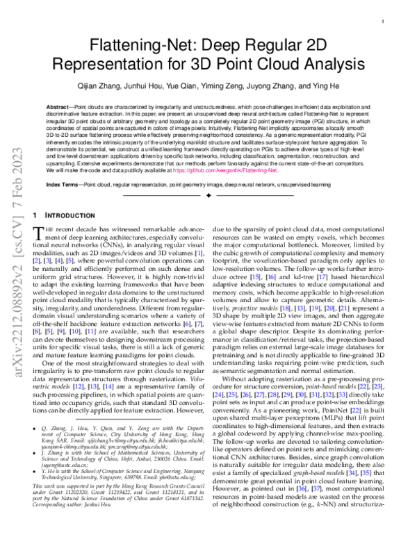 (PDF) Flattening-Net: Deep Regular 2D Representation for 3D Point Cloud ...