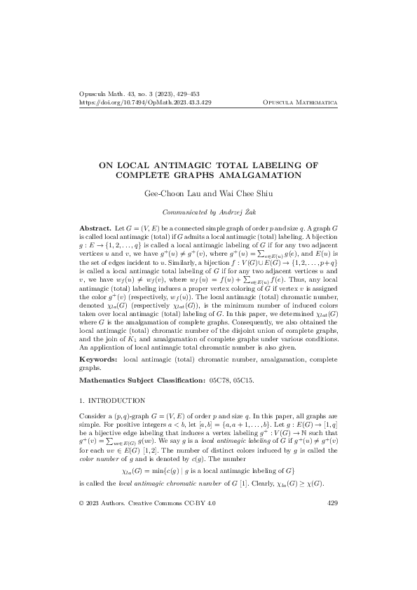 (PDF) On local antimagic total labeling of complete graphs amalgamation
