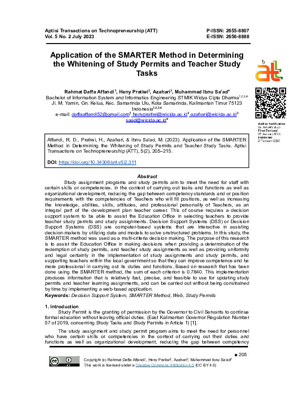 (PDF) Application of the SMARTER Method in Determining the Whitening of ...