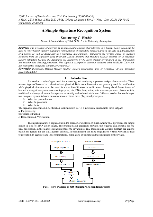 (PDF) Simple signature verification sub-system for identity recognition