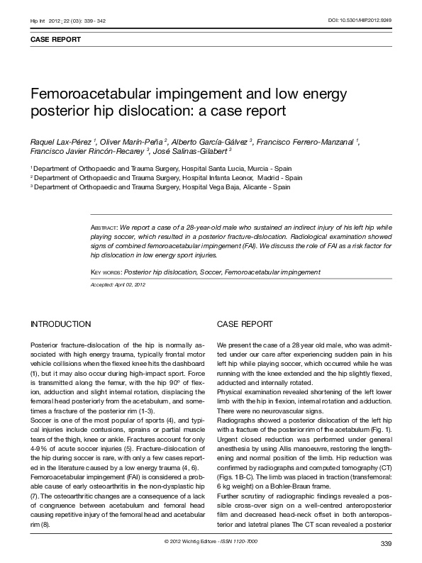 (PDF) FAI as a Risk Factor for Hip Dislocation