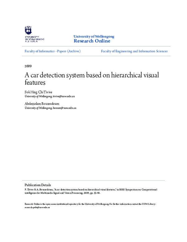 (PDF) A car detection system based on hierarchical visual features
