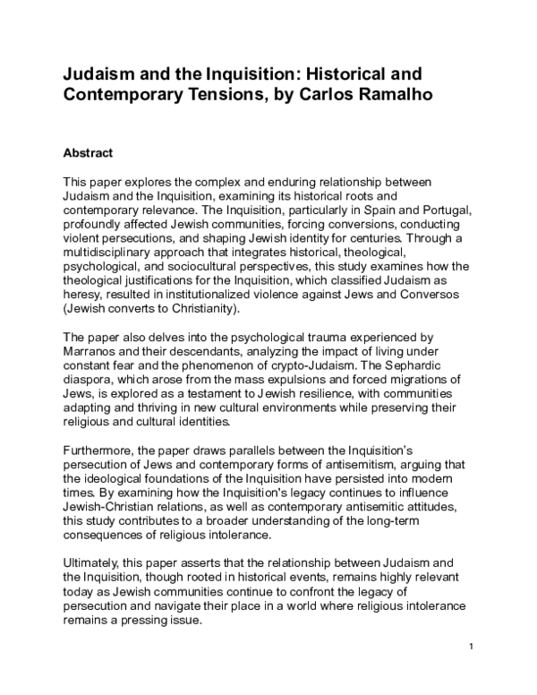 (PDF) Judaism and the Inquisition: Historical and Contemporary Tensions ...