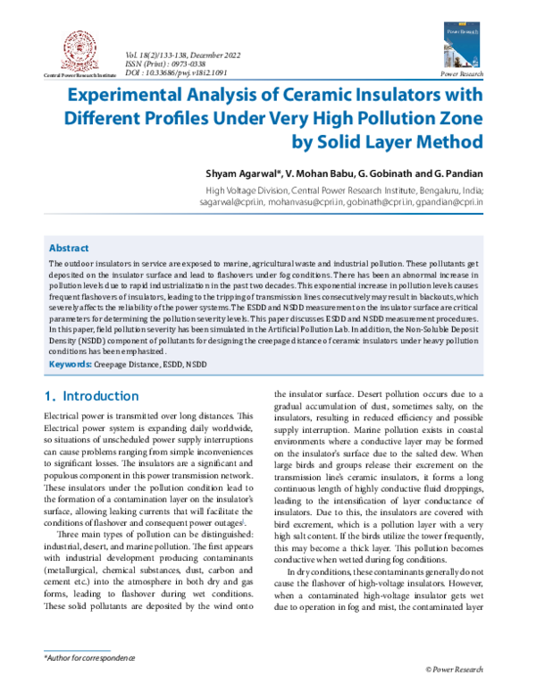 (PDF) Experimental Analysis of Ceramic Insulators with Different ...