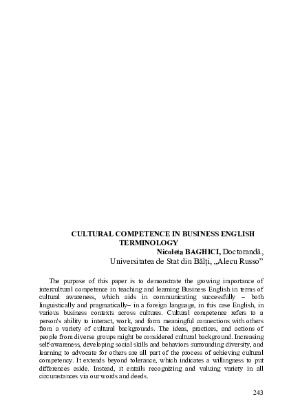 (PDF) Cultural competence in business english terminology