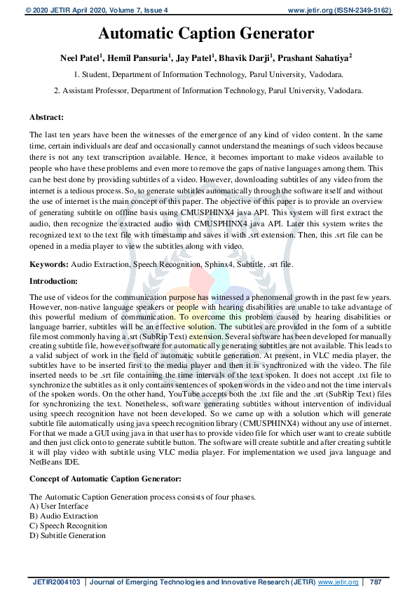 (PDF) Automatic Caption Generator