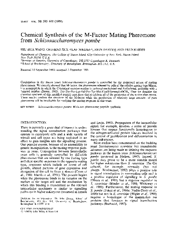 (PDF) Chemical synthesis of the M-factor mating pheromone ...