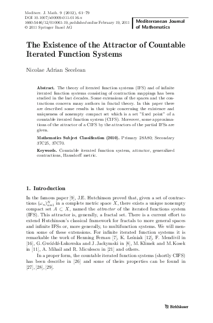 (PDF) The Existence of the Attractor of Countable Iterated Function Systems