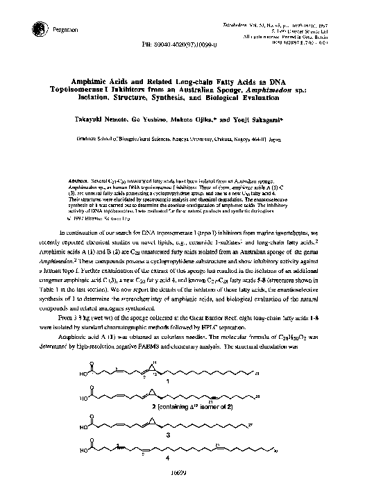 (PDF) Amphimic acids and related long-chain fatty acids as DNA ...