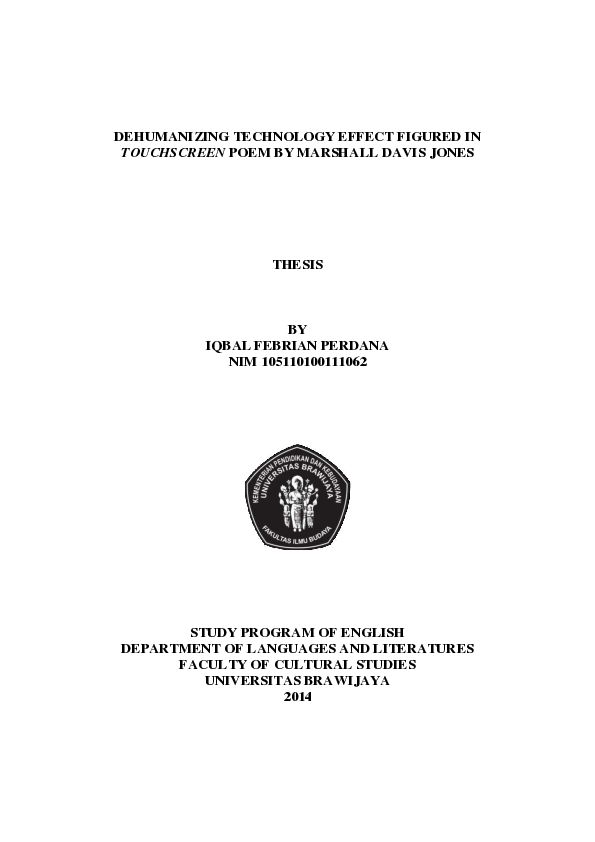 (PDF) Dehumanizing Technology Effect Figured in Touchscreen Poem by ...