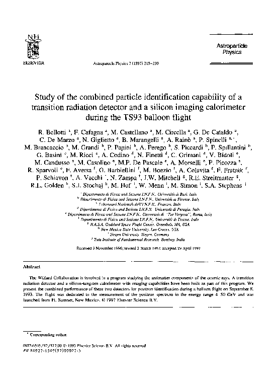 (PDF) Study of the combined particle identification capability of a transition radiation ...