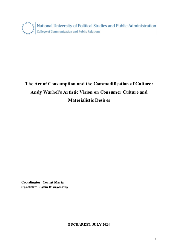 (PDF) The Art of Consumption and the Commodification of Culture: Andy ...