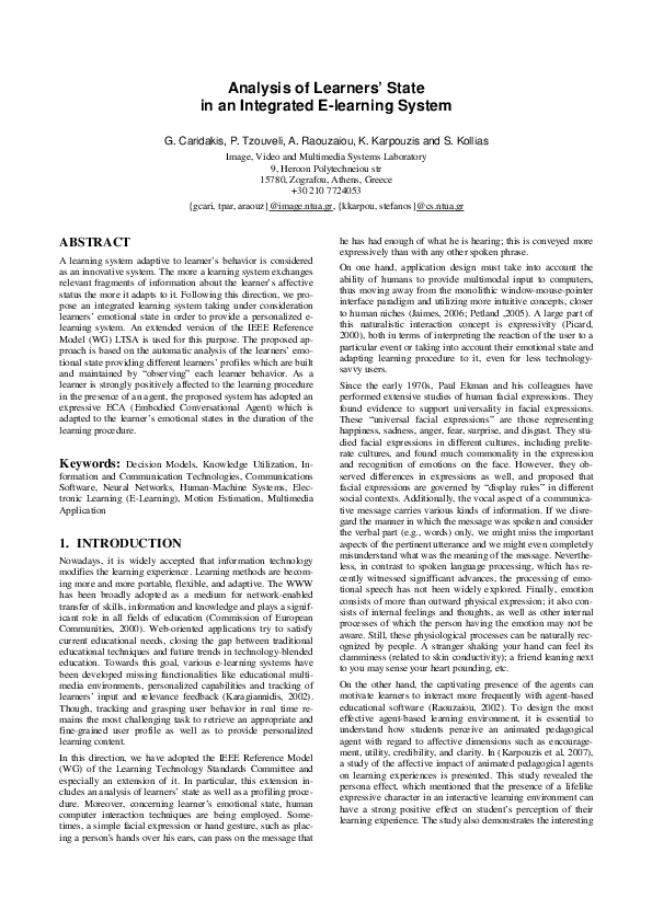 (PDF) Analysis of Learners’ State in an Integrated E-learning System