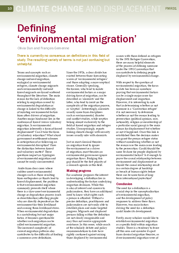(PDF) Defining ‘environmental migration’