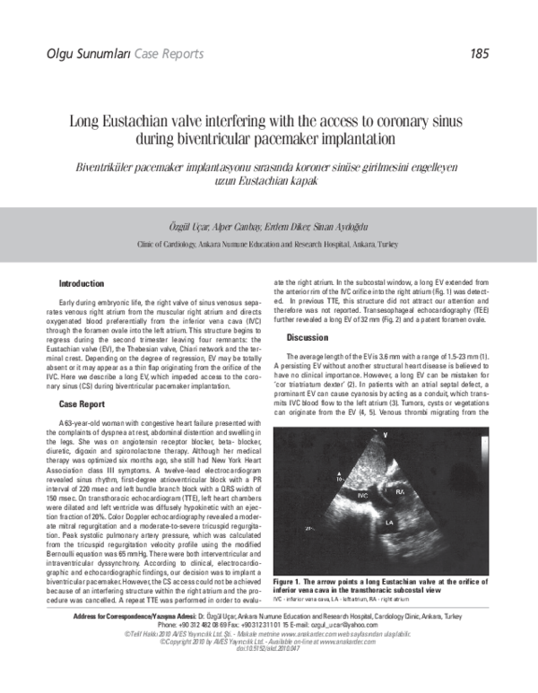 (PDF) Long Eustachian valve interfering with the access to coronary ...
