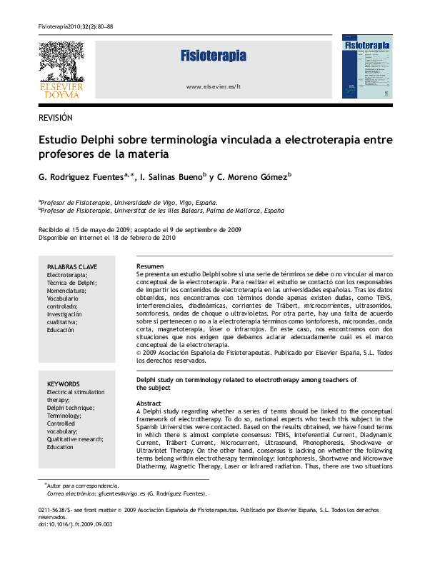 (PDF) Estudio Delphi sobre terminología vinculada a electroterapia entre profesores de la materia