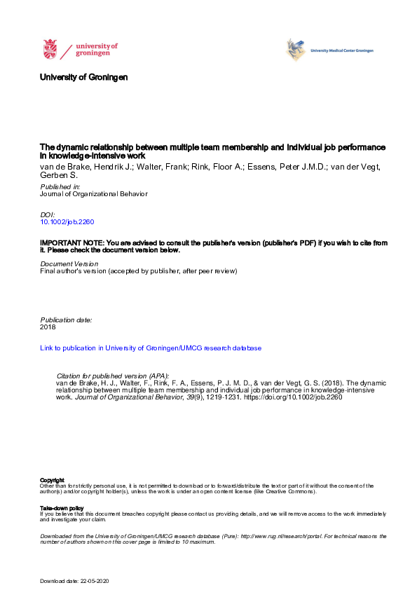 (PDF) The dynamic relationship between multiple team membership and ...