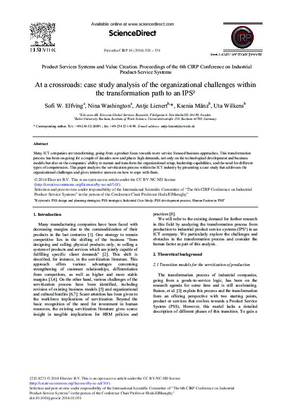 (PDF) At a Crossroads: Case Study Analysis of the Organizational Challenges within the ...