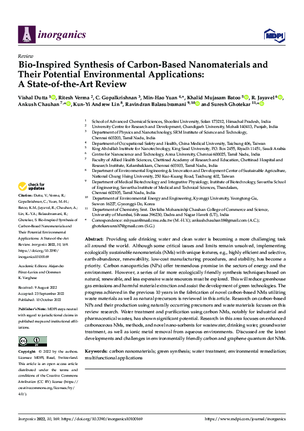 (PDF) Bio-Inspired Synthesis of Carbon-Based Nanomaterials and Their Potential Environmental ...