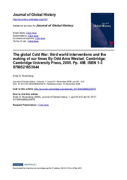 (PDF) The Global Cold War: Third World Interventions and the Making of ...