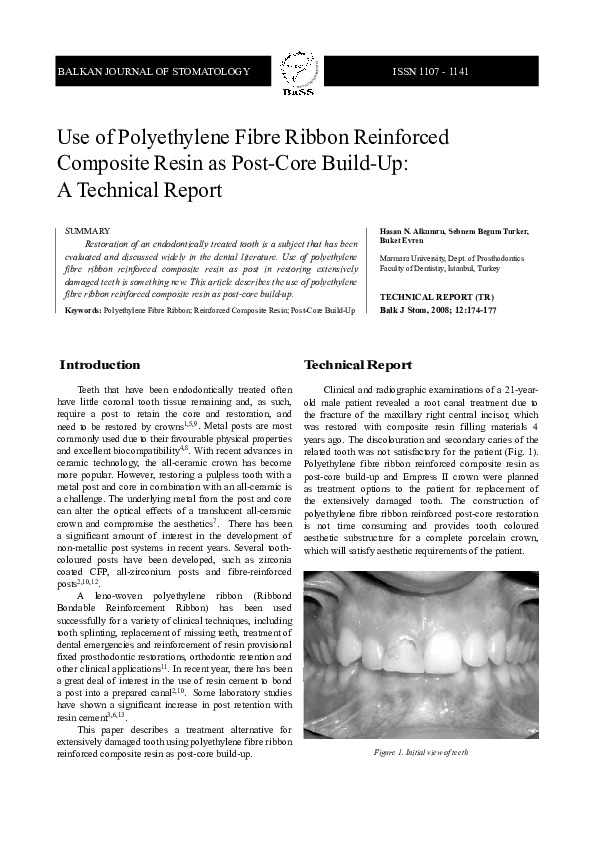 (PDF) Use of polyethylene fibre ribbon reinforced composite resin as ...