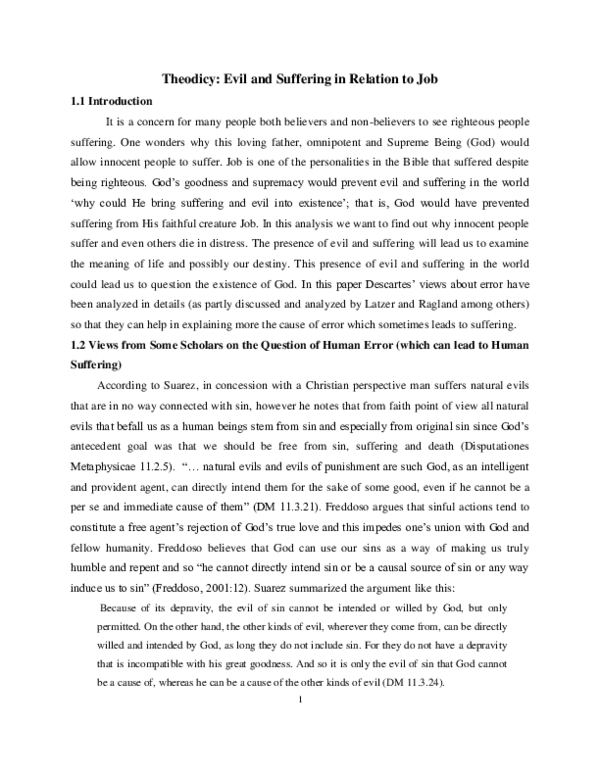 (PDF) Theodicy: Evil and Suffering in Relation to Job