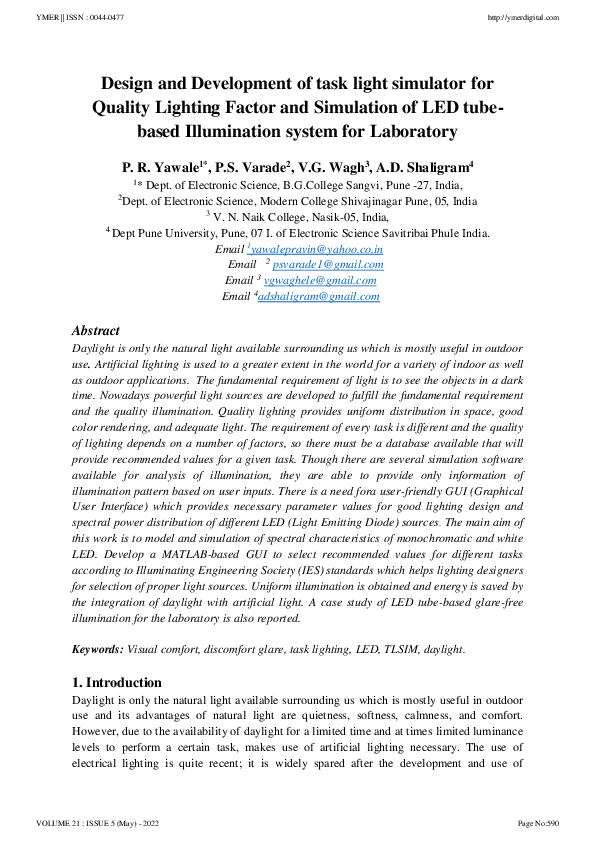 (PDF) Design and Development of task light simulator for Quality Lighting Factor and Simulation ...
