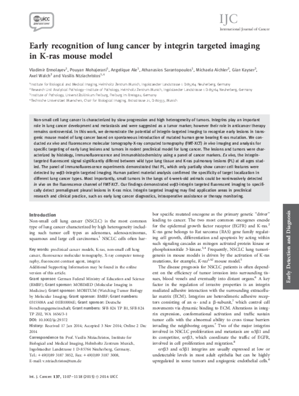 (PDF) Early recognition of lung cancer by integrin targeted imaging in ...