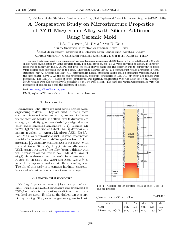(PDF) A Comparative Study on Microstructure Properties of AZ91 ...