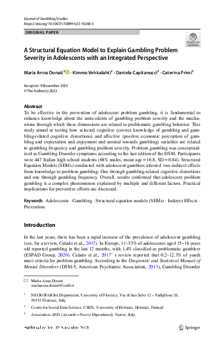 (PDF) A Structural Equation Model to Explain Gambling Problem Severity ...