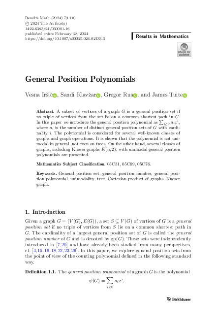 (PDF) General Position Polynomials