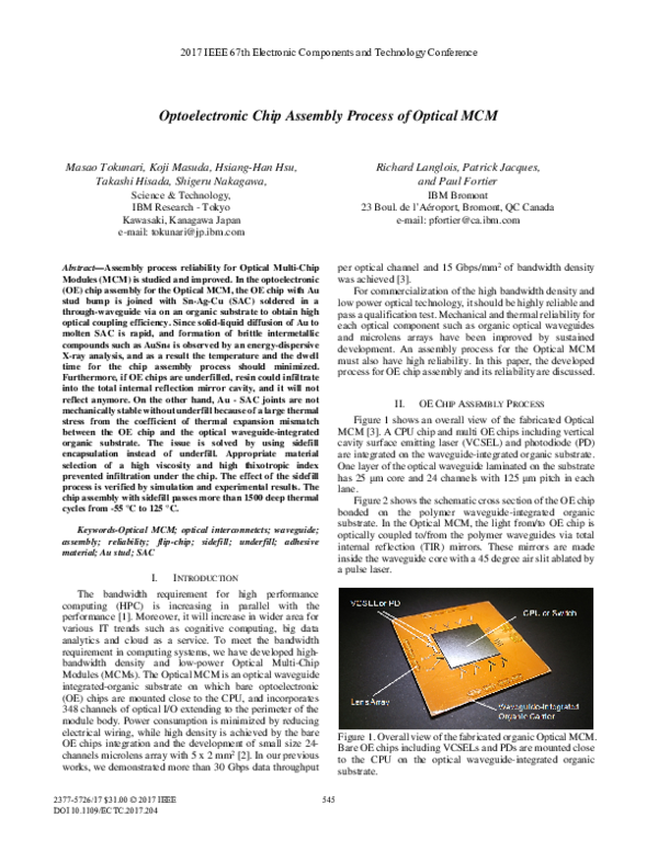 (PDF) Optoelectronic Chip Assembly Process of Optical MCM