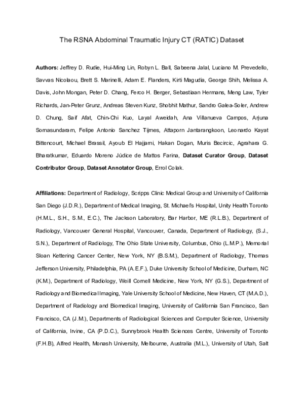 (PDF) The RSNA Abdominal Traumatic Injury CT (RATIC) Dataset